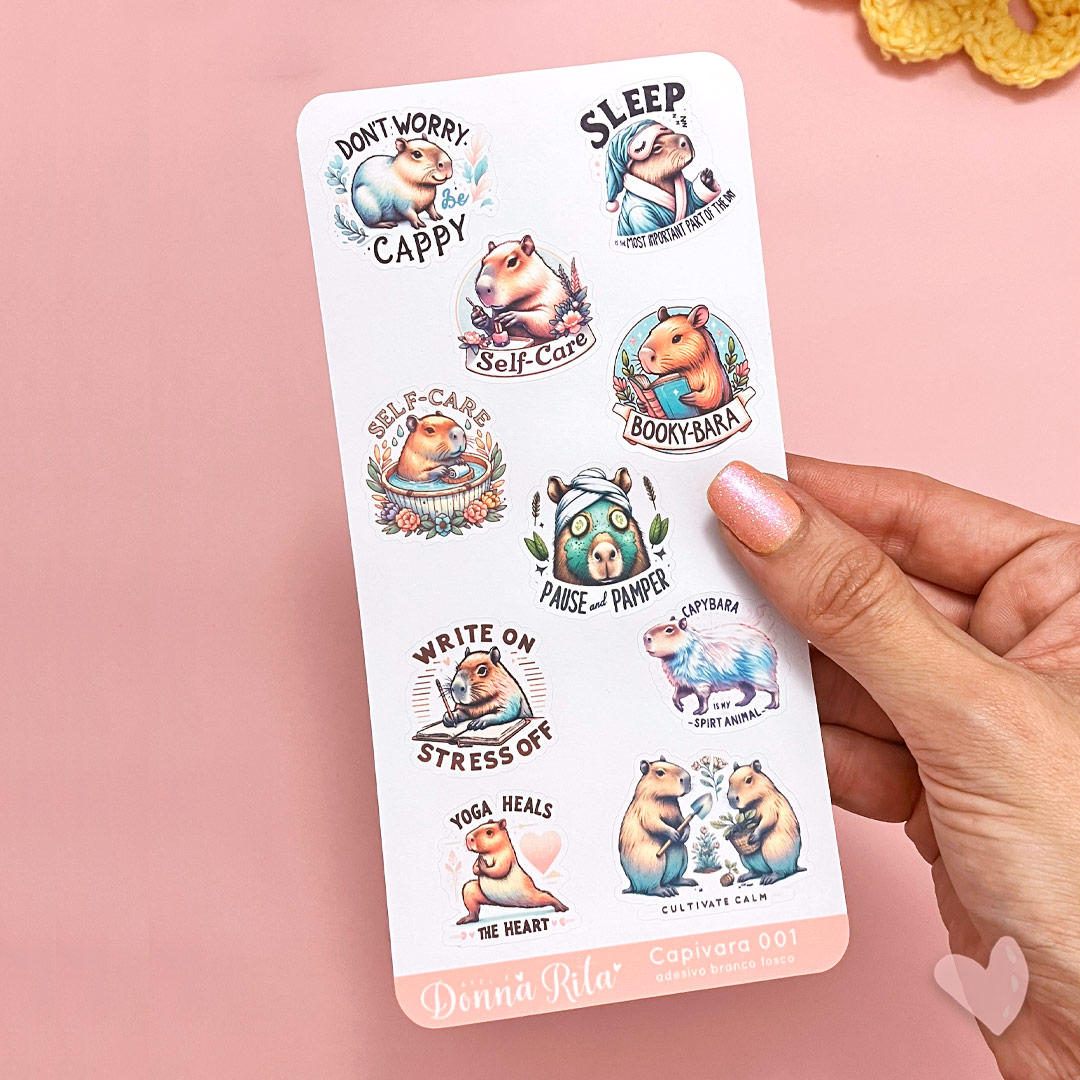 Cartela de Adesivos Capivara | Loja Donna Rita
